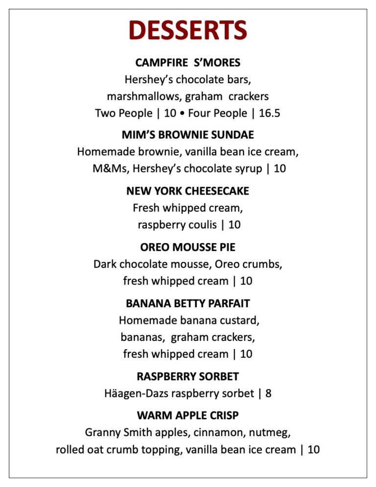 Menus - Mims Restaurant Lounge