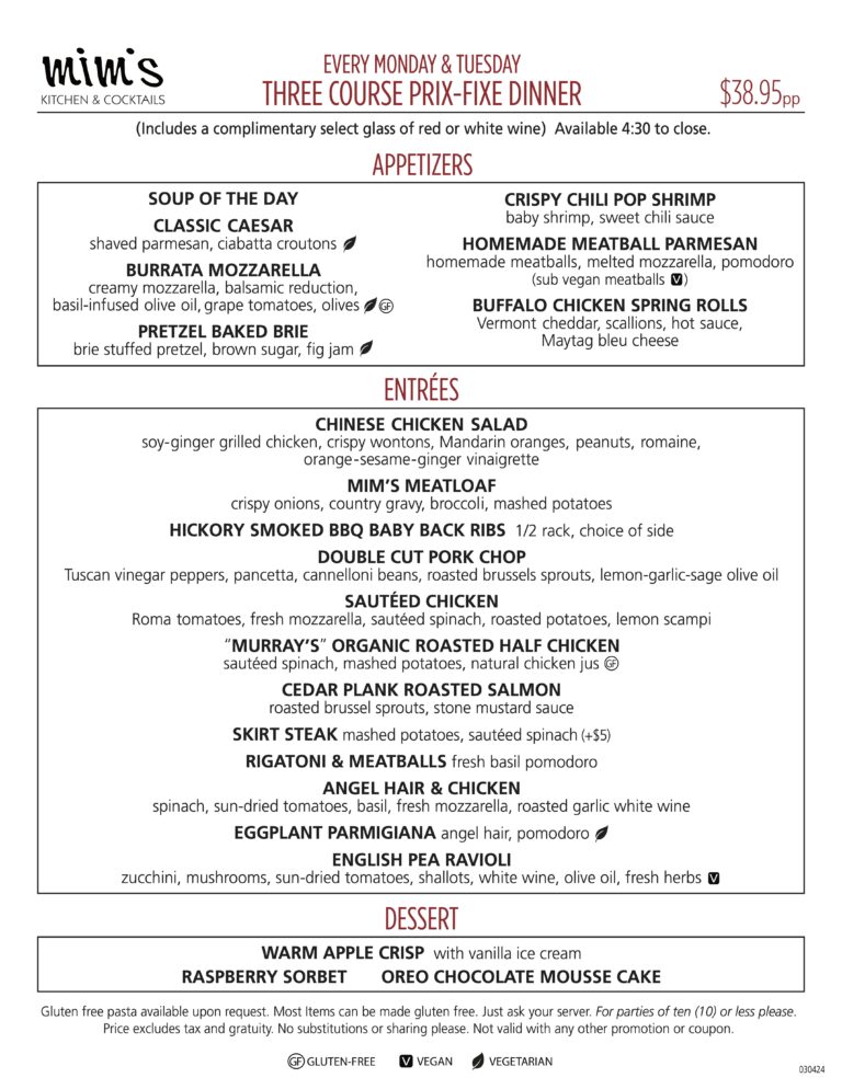 Menus - Mims Restaurant Lounge