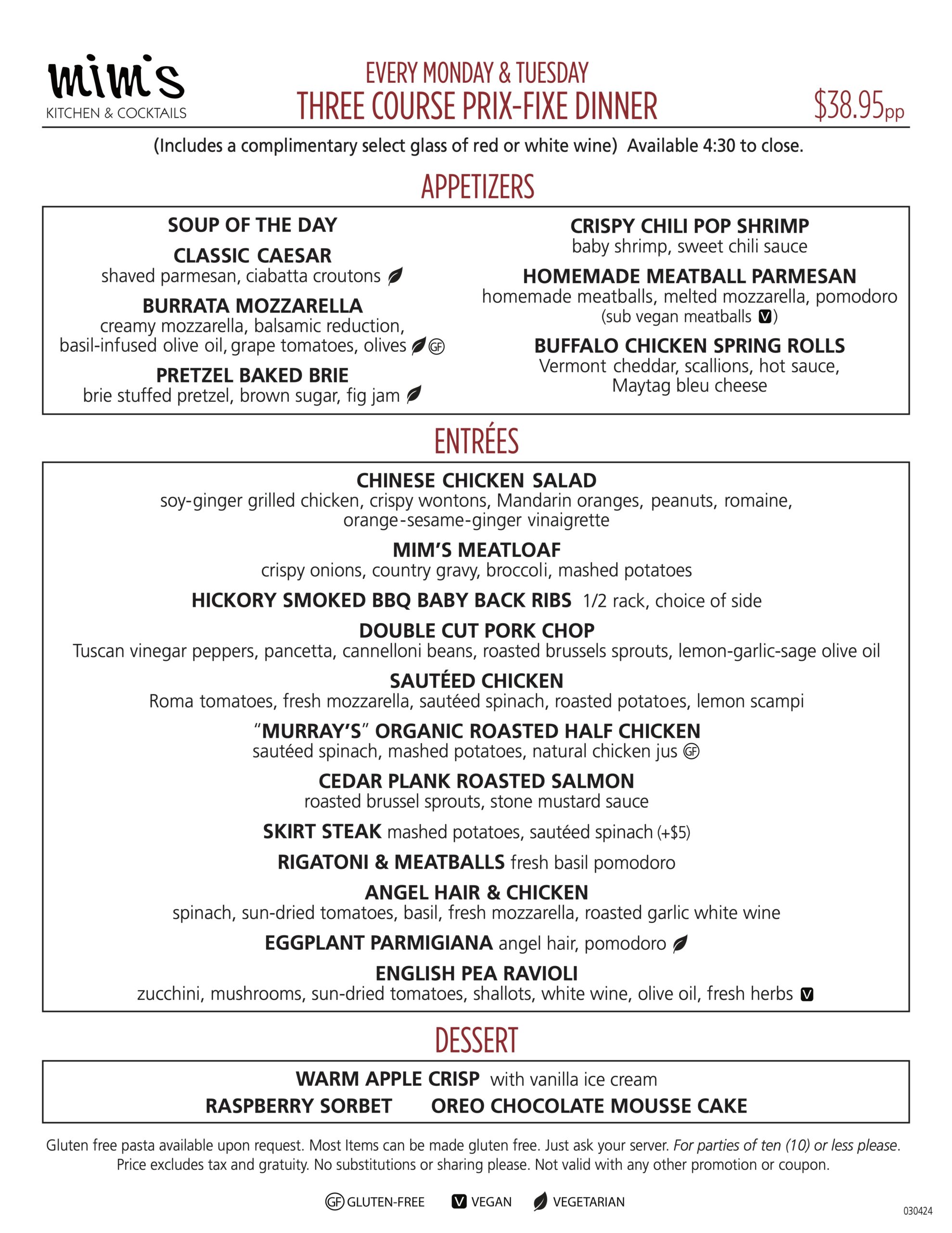 Menus - Mims Restaurant Lounge