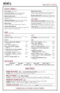 Menus - Mims Restaurant Lounge