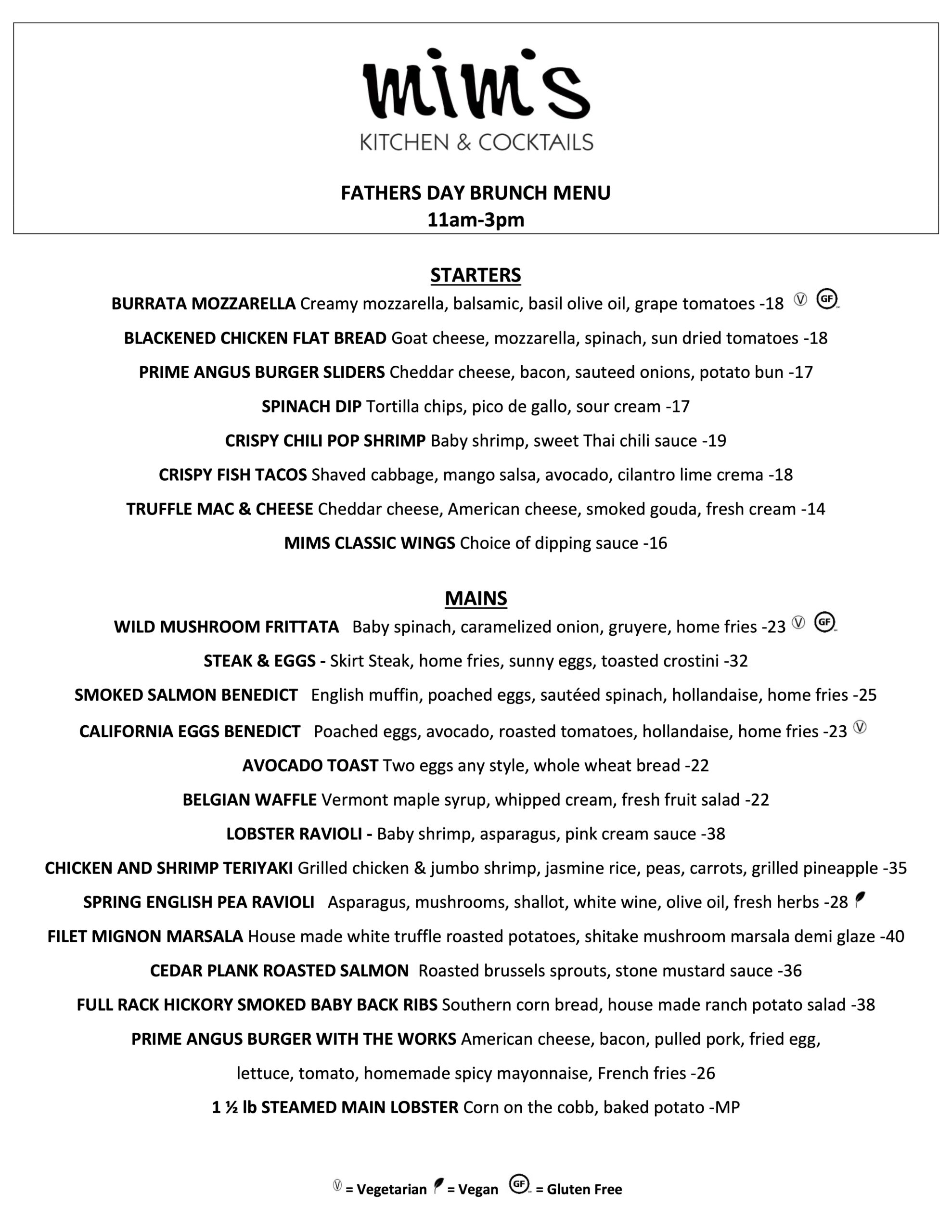 Menus - Mims Restaurant Lounge