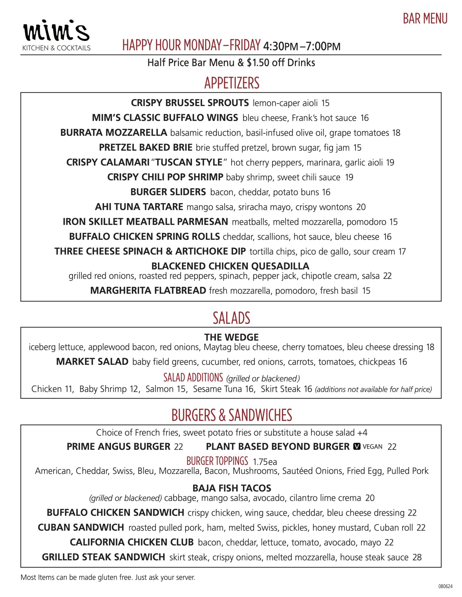 Menus - Mims Restaurant Lounge