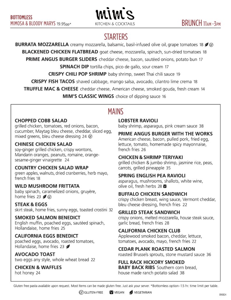 Menus - Mims Restaurant Lounge