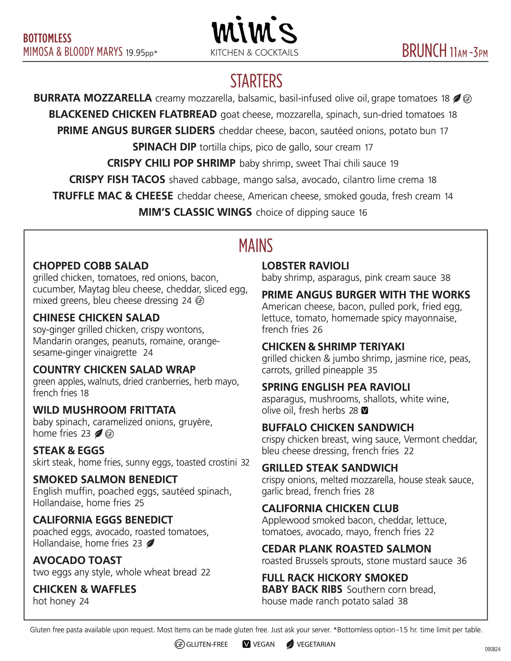 Menus - Mims Restaurant Lounge