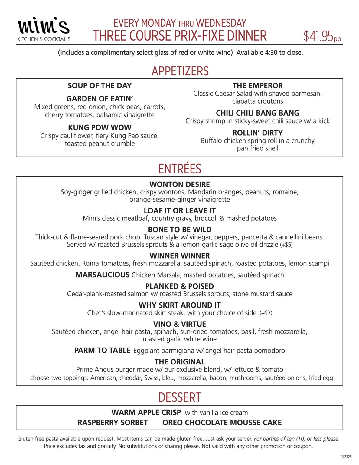 Menus - Mims Restaurant Lounge